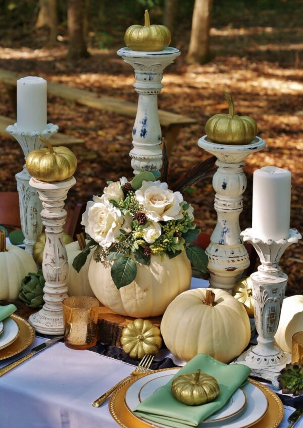 Rustic White Pumpkin Table - Southern Discourse