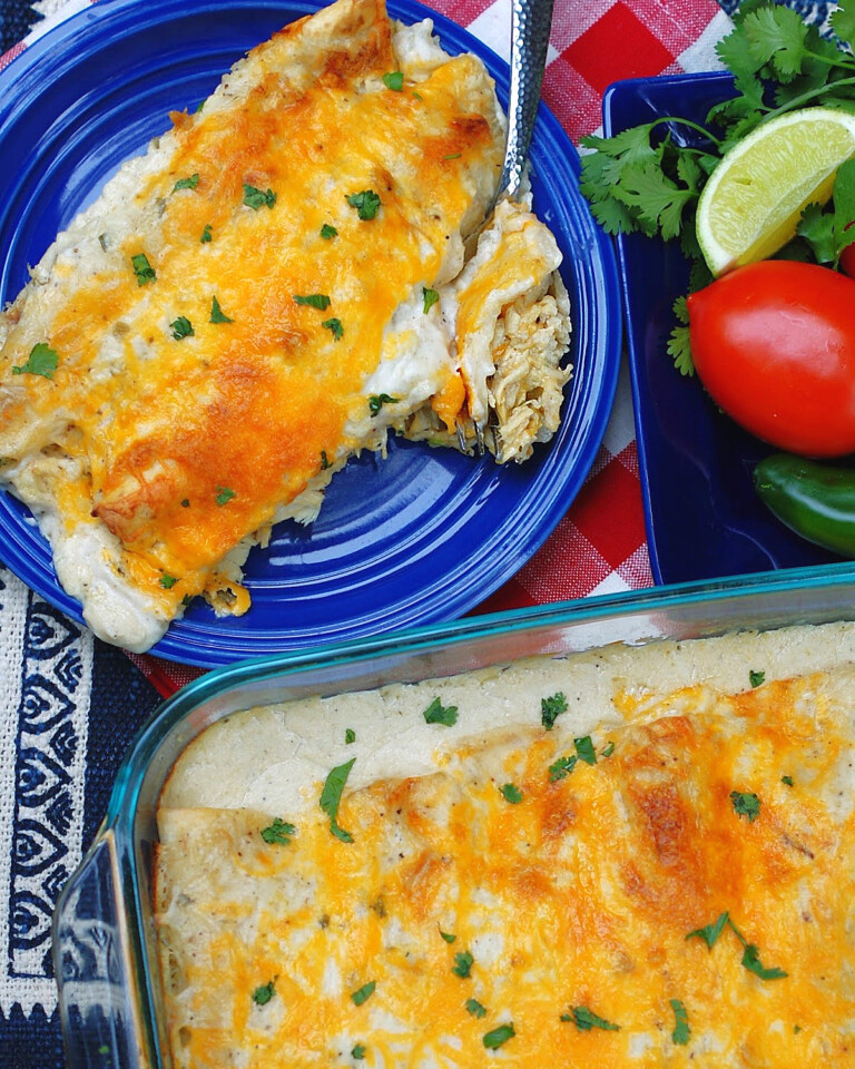 Tex Mex Sour Cream Chicken Enchiladas - Southern Discourse