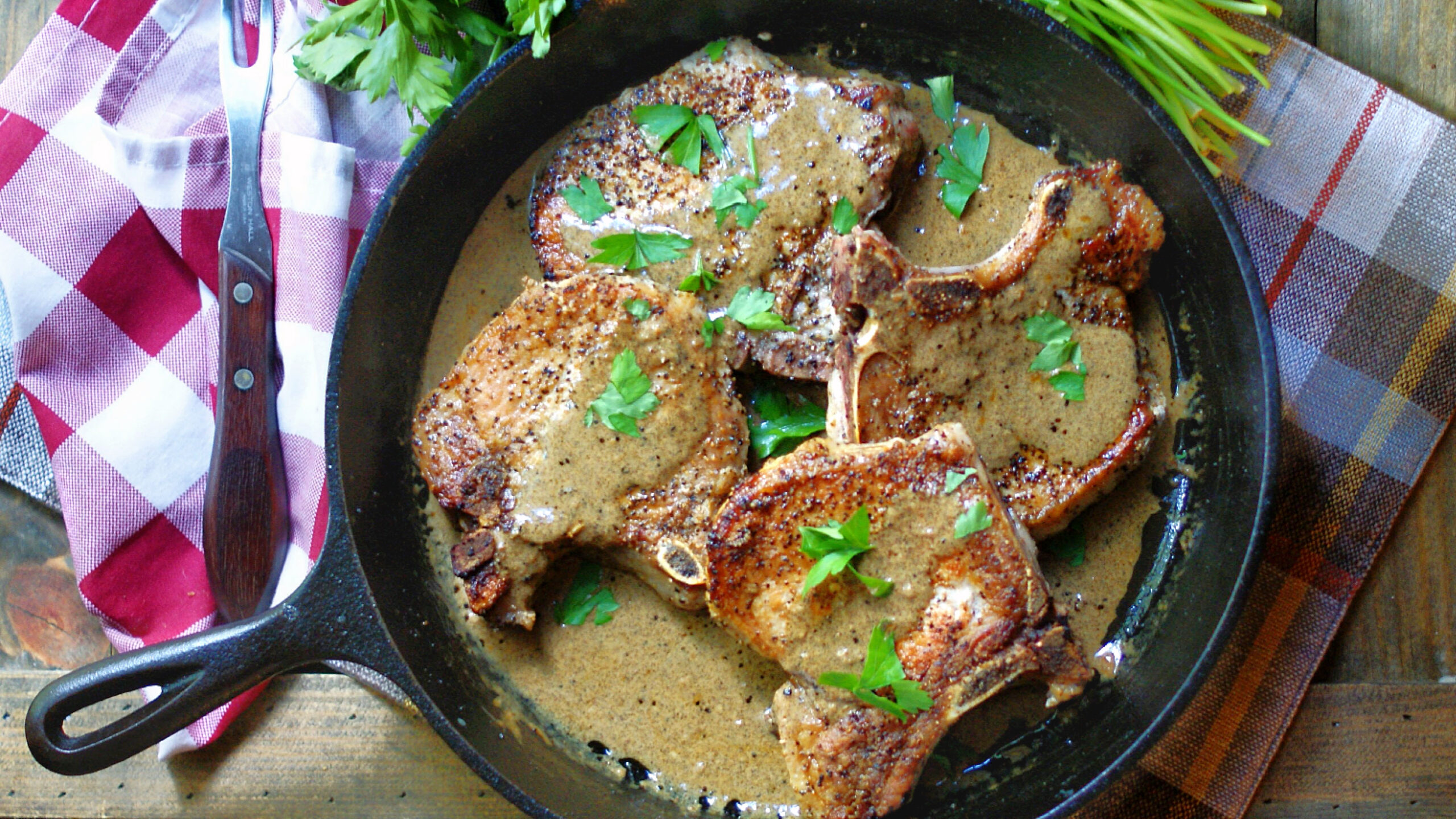 Skillet Pork Chops & Mustard Cream Sauce - Southern Discourse