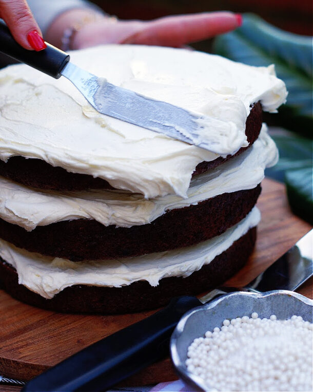 Double Chocolate Layer Cake with White Chocolate Buttercream - Southern ...