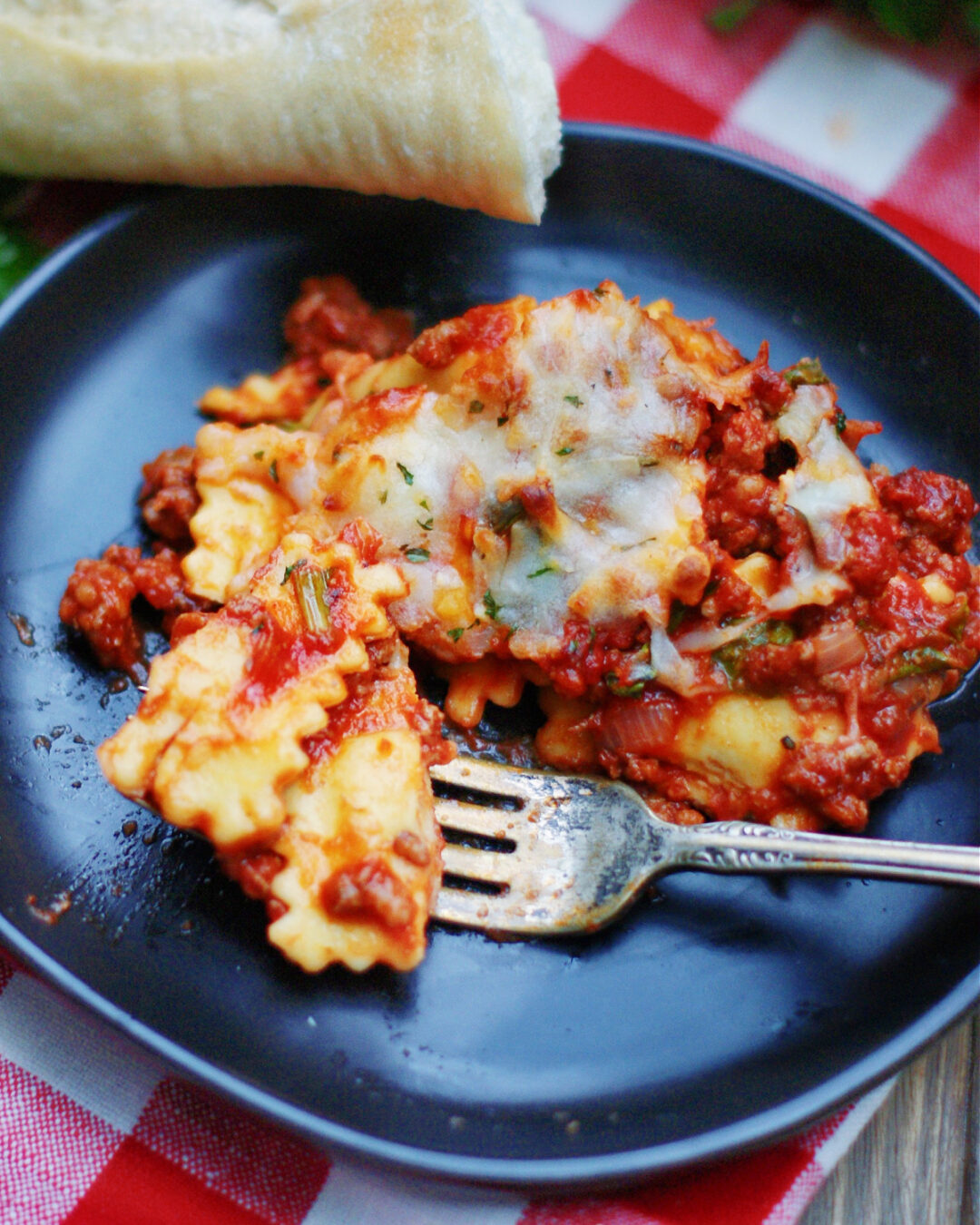 One Dish Beefy Baked Ravioli - Southern Discourse