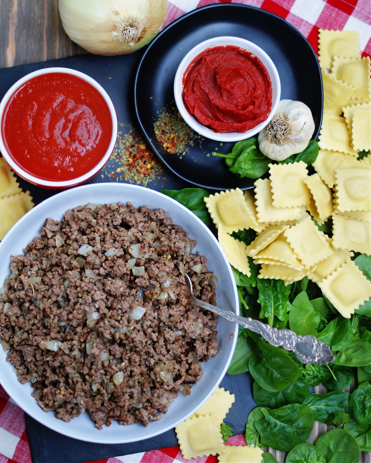 One Dish Beefy Baked Ravioli - Southern Discourse