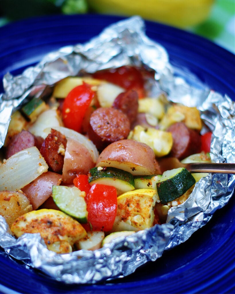 Grilled Garden Vegetable & Sausage Packets - Southern Discourse