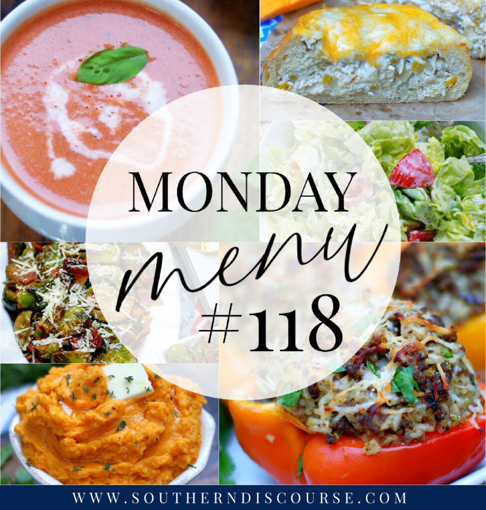 Monday Menu #118- Stuffed Peppers & Creamy Tomato Soup - Southern Discourse