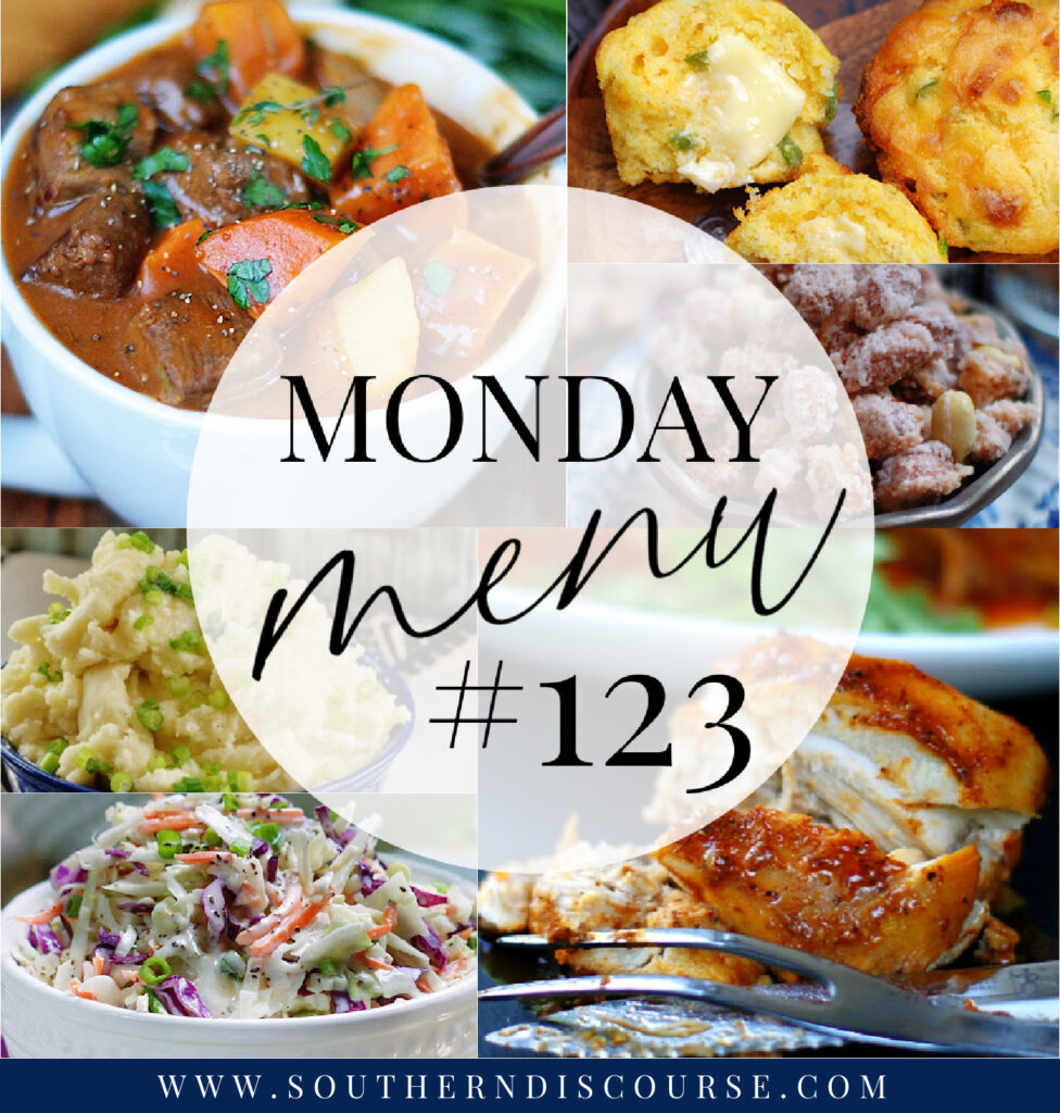 Monday Menu #123- Beef Stew & Crock Pot Chicken Thighs - Southern Discourse