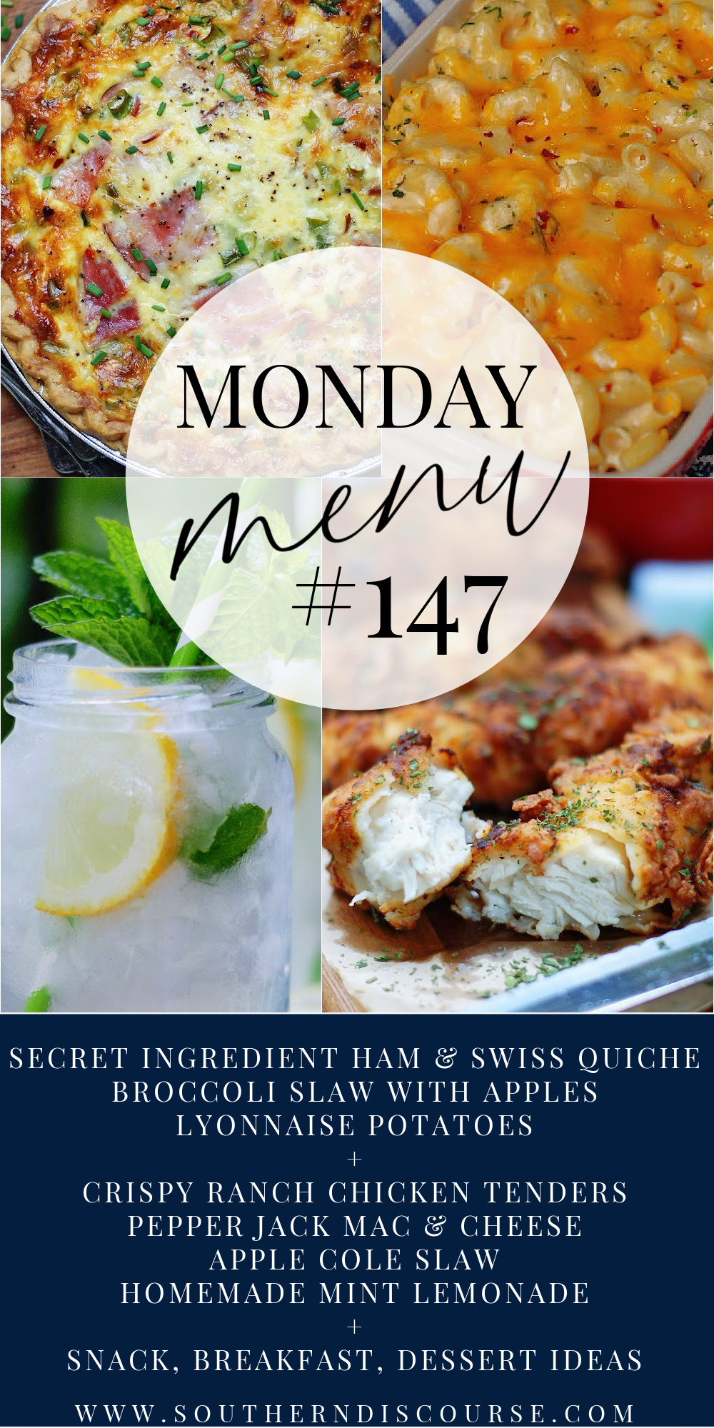 Monday Menu #147- Secret Ingredient Quiche & Ranch Chicken Tenders ...