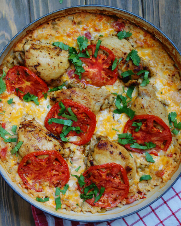 Cheesy Tomatoes & Rice with Chicken - Southern Discourse